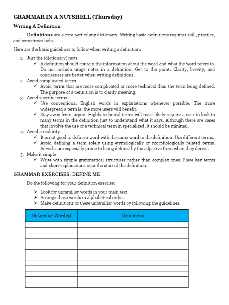 Grammar in A Nutshell 1 &2 | PDF | Definition | Jargon