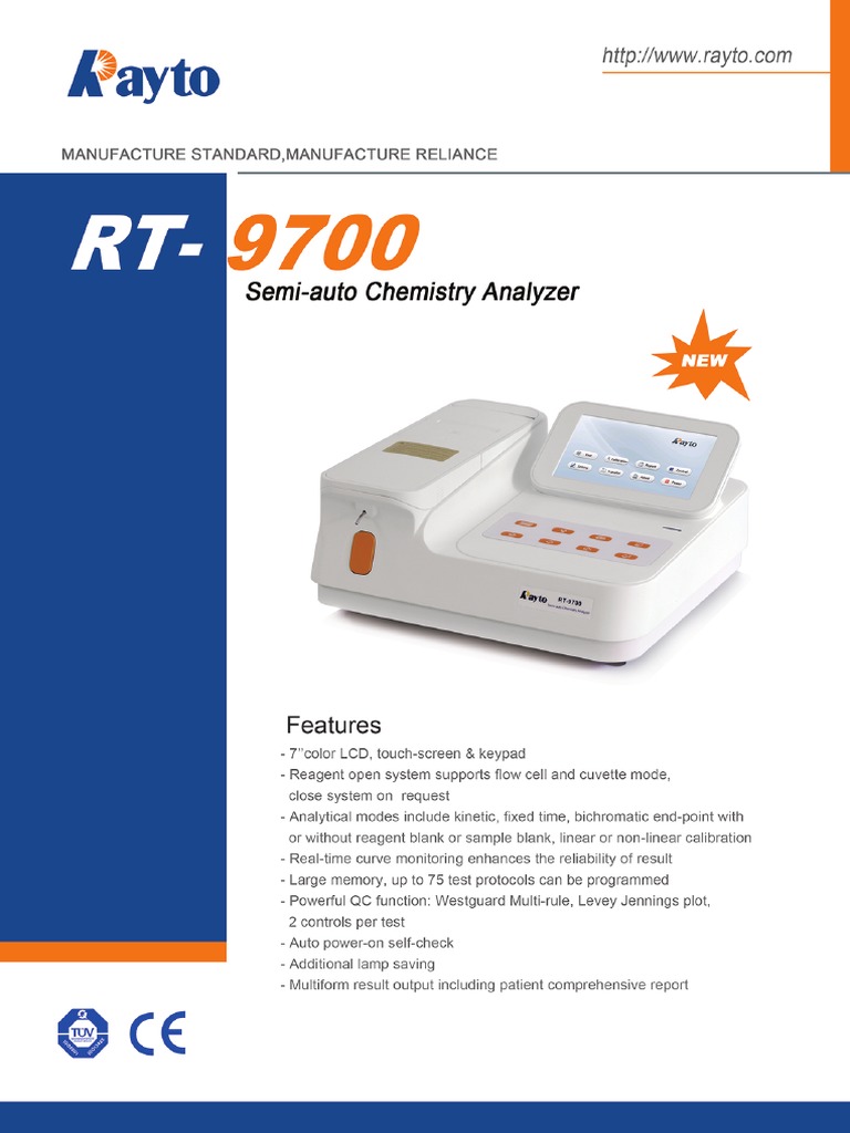 Chemistry Analyzer Rayto RT 9700 Semi Auto | PDF