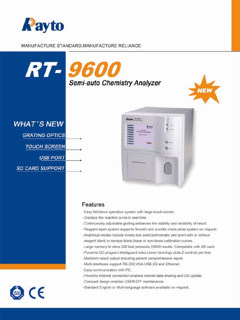 Semi Auto Chemistry Analyzer Rayto RT 9600 PDF | PDF