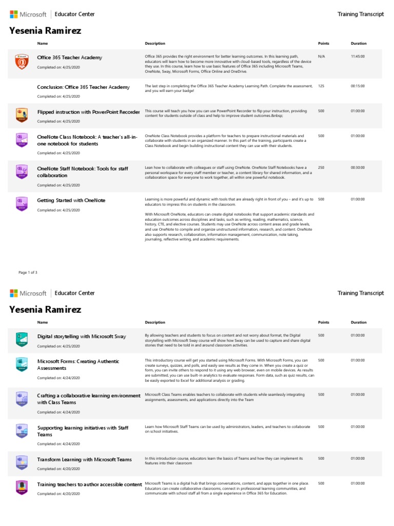 Microsoft Office Transcript | PDF | Office 365 | Inclusion (Education)