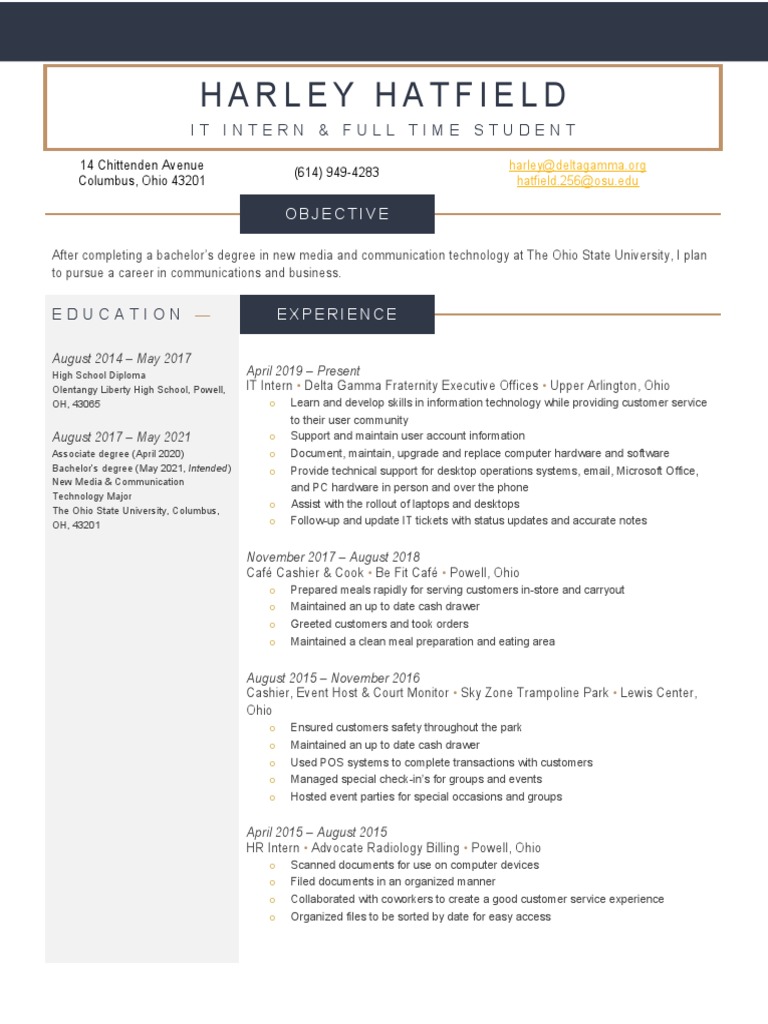 Hatfield Resume 2020 | PDF | Ohio State University | Information Technology