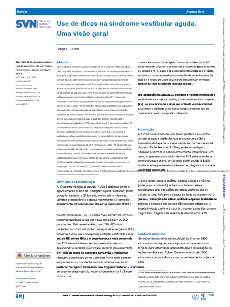 Use of HINTS in The Acute Vestibular Syndrome - En.pt | PDF | AVC ...