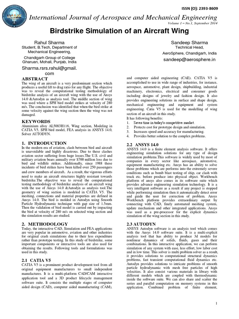 Birdstike Simulation of An Aircraft Wing PDF | PDF | Finite Element ...