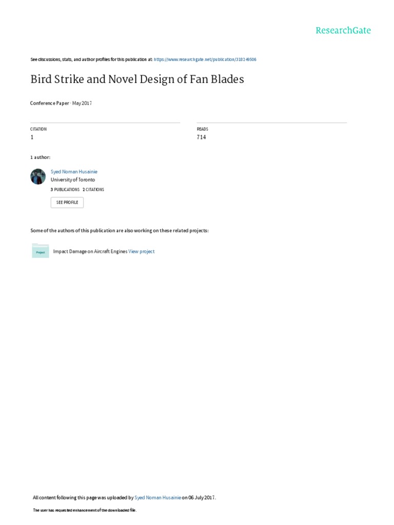 Bird Strike Novel Design Fan Blades Husainie PDF | PDF | Shock Wave ...