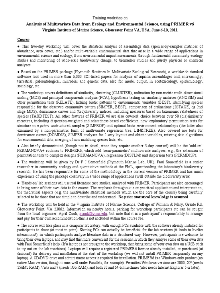 Analysis of Multivariate Data From Ecology and Environmental Science ...