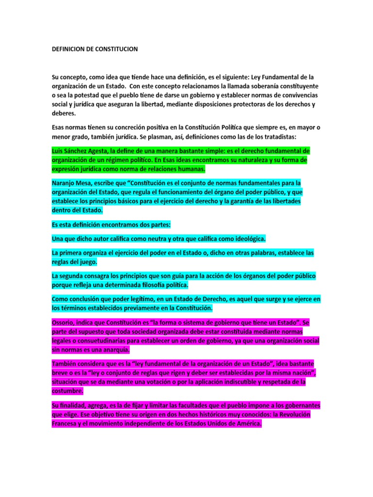 Definicion de Constitucion | PDF | Constitución | Estado (política)