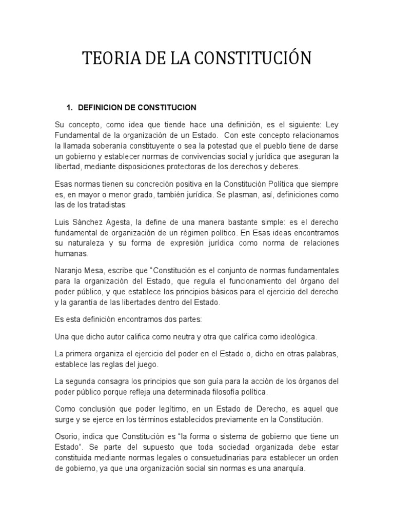 Teoria De La Constitución Docx Pdf Constitución Estado Política