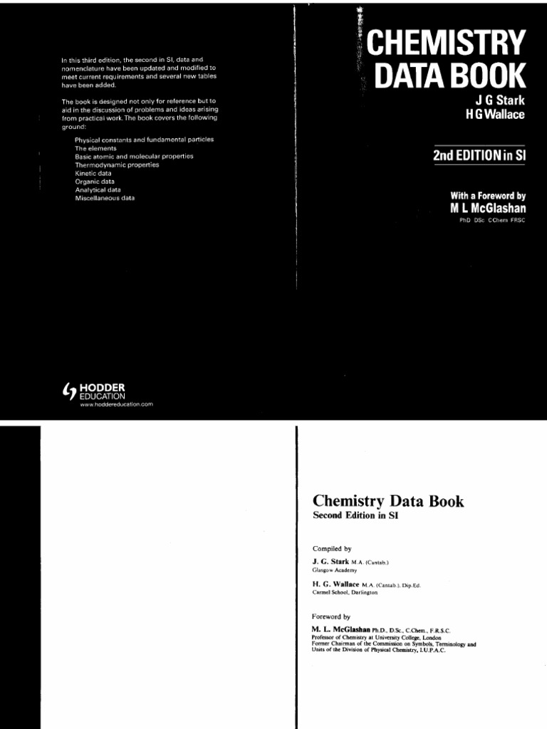 Chemistry Data Book. Stark and Wallace. 2nd Edition | PDF