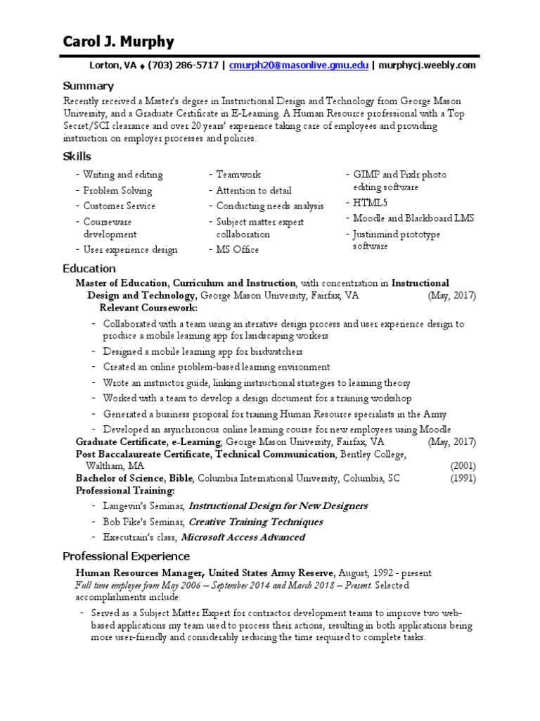 CJ Murphy Resume For Online Applications As of 3-20-2020 | PDF ...