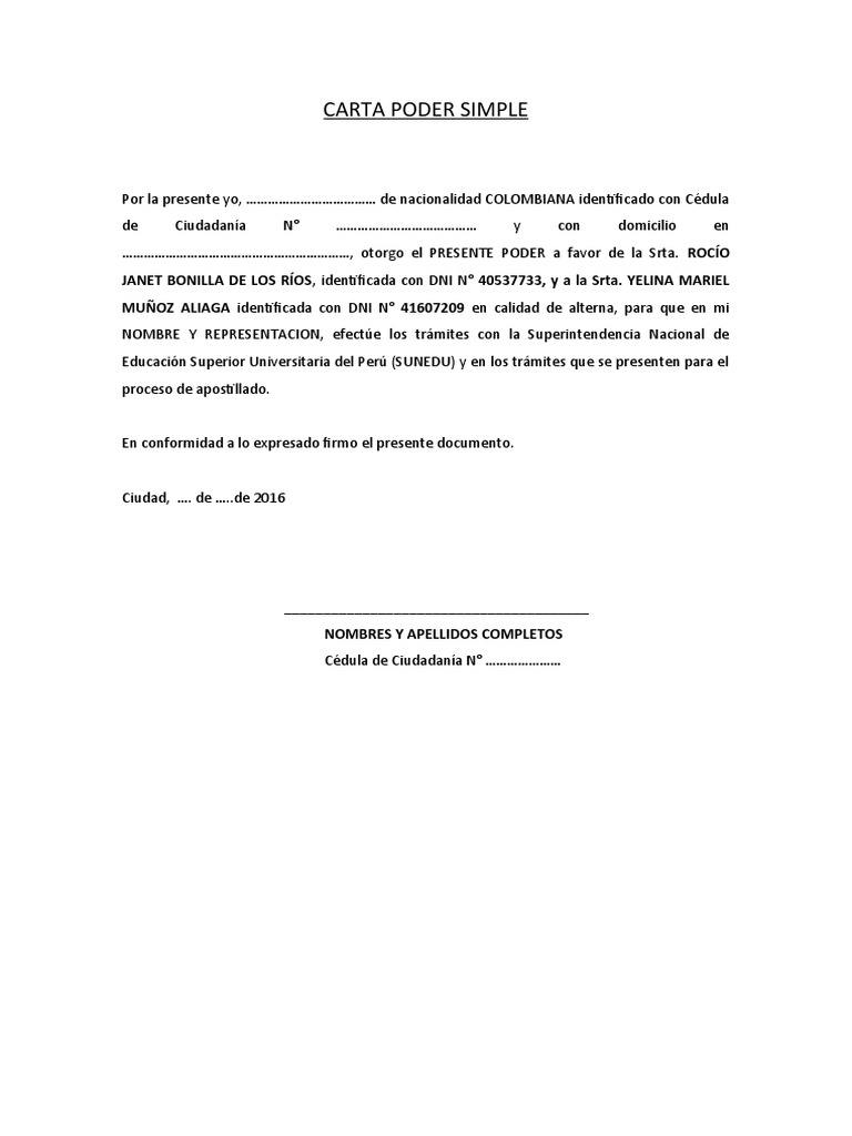 Carta Poder Simple | PDF