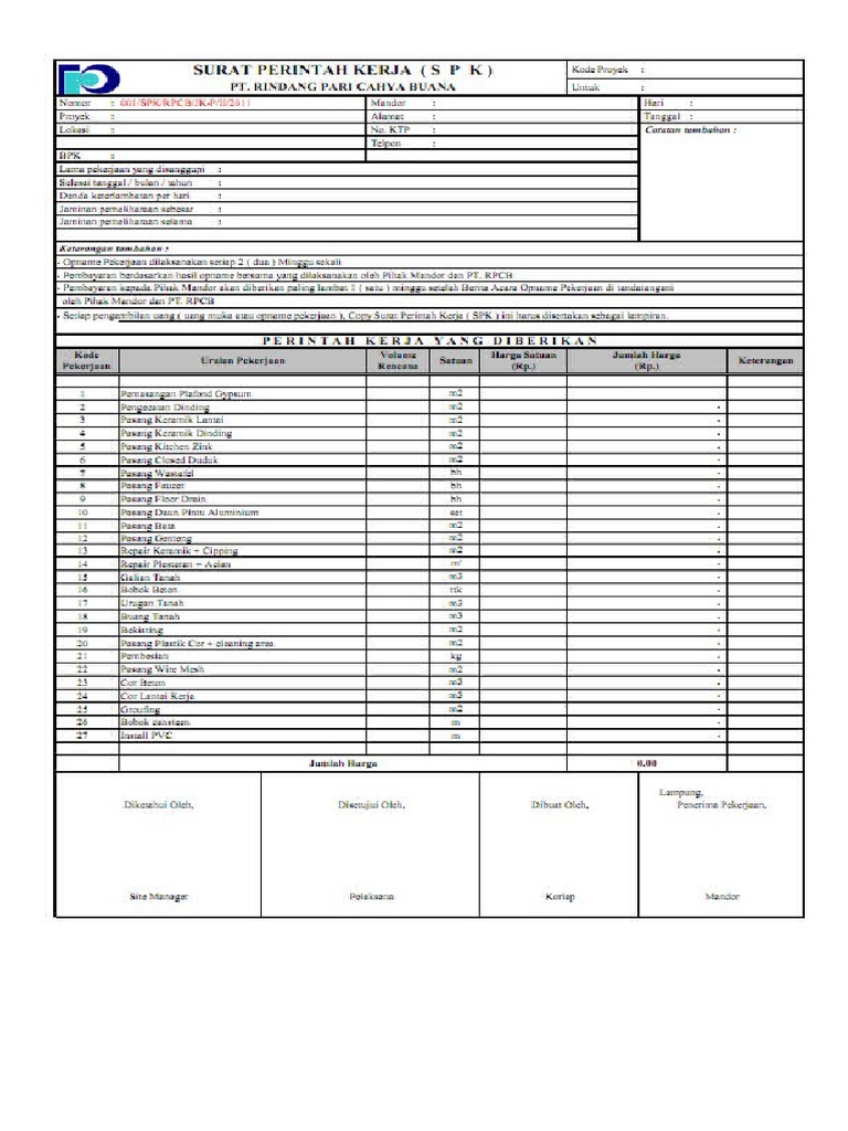 Contoh SPK Mandor 2 | PDF