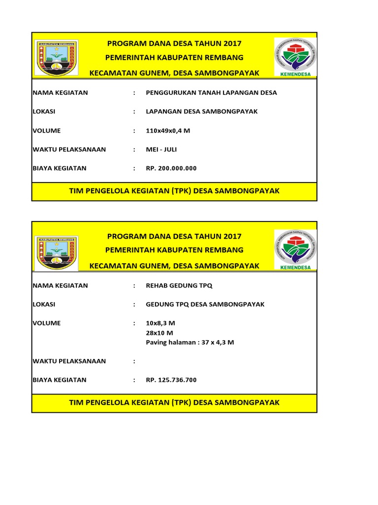 Contoh Papan Proyek | PDF