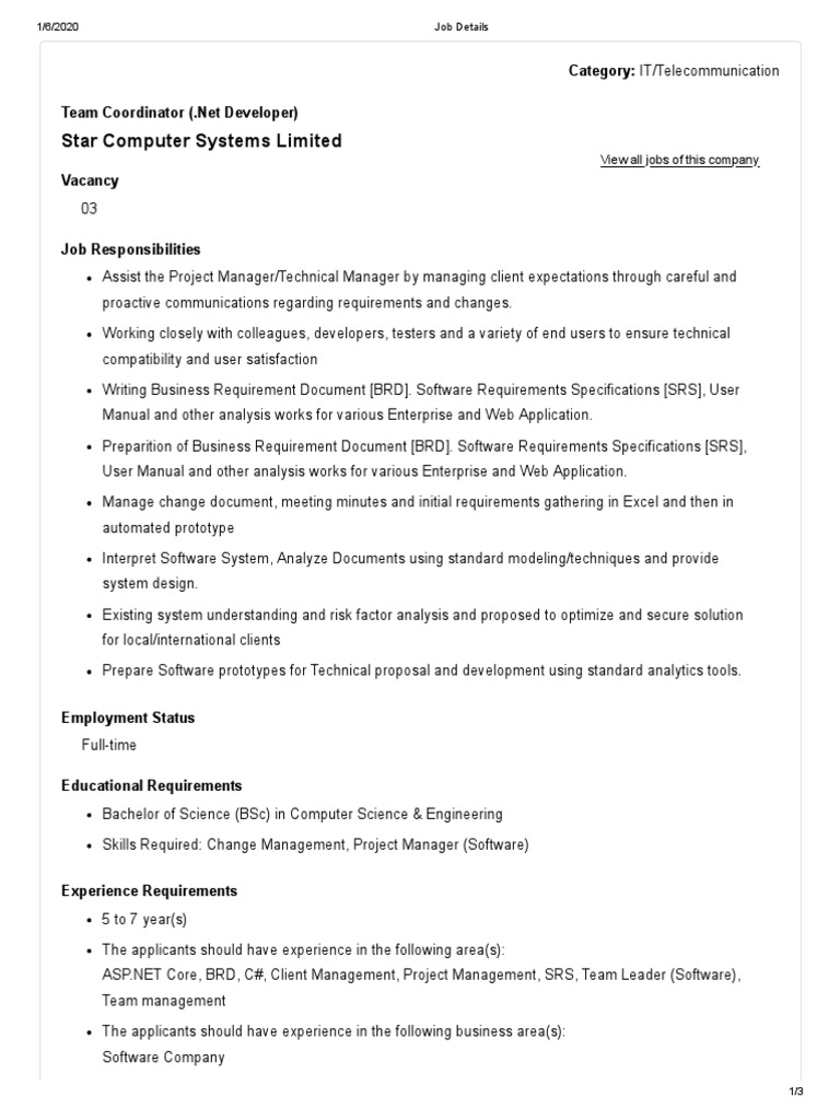 Team Coordinator-Star Computer System | PDF | Software | Analytics