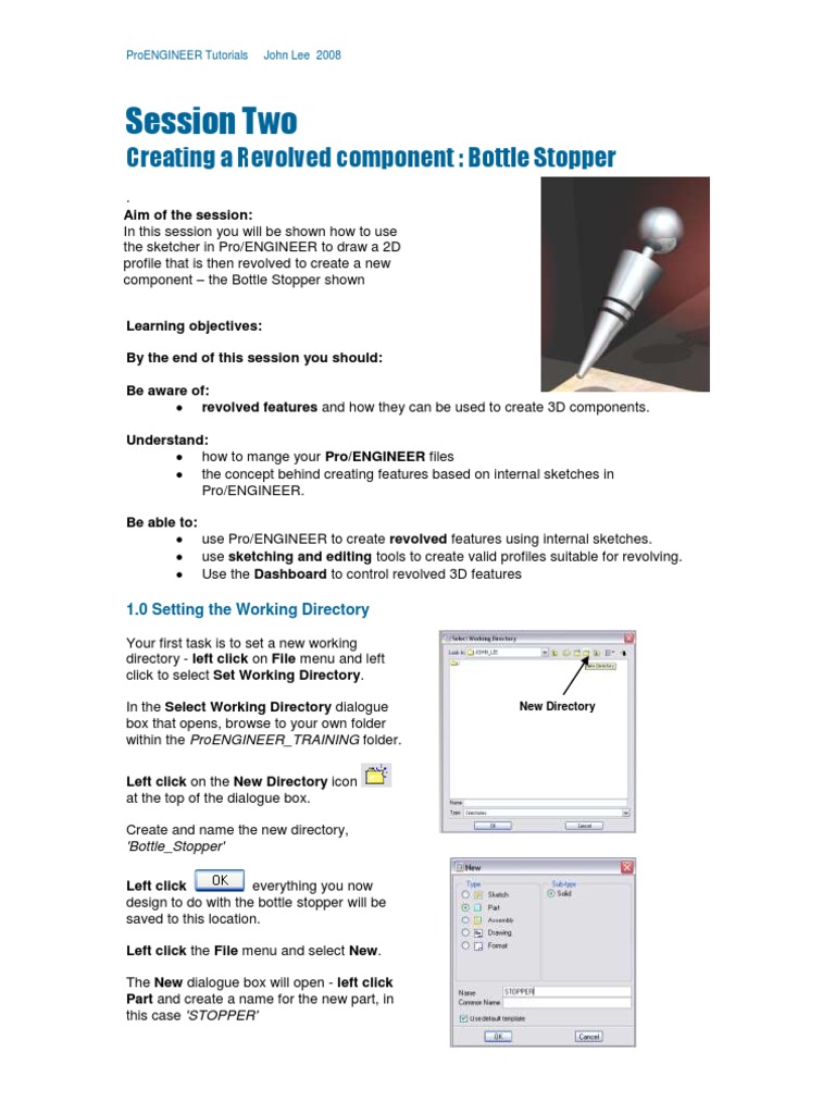 Session Two: Creating A Revolved Component: Bottle Stopper | PDF ...