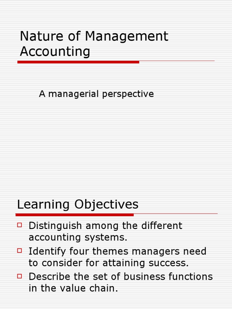 Nature of Management Accounting: A Managerial Perspective | PDF ...