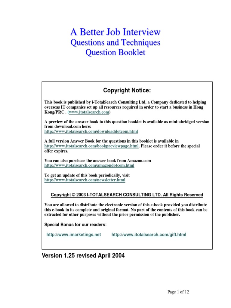 Abeterjobinterviewquestions PDF | PDF | Job Interview | Books