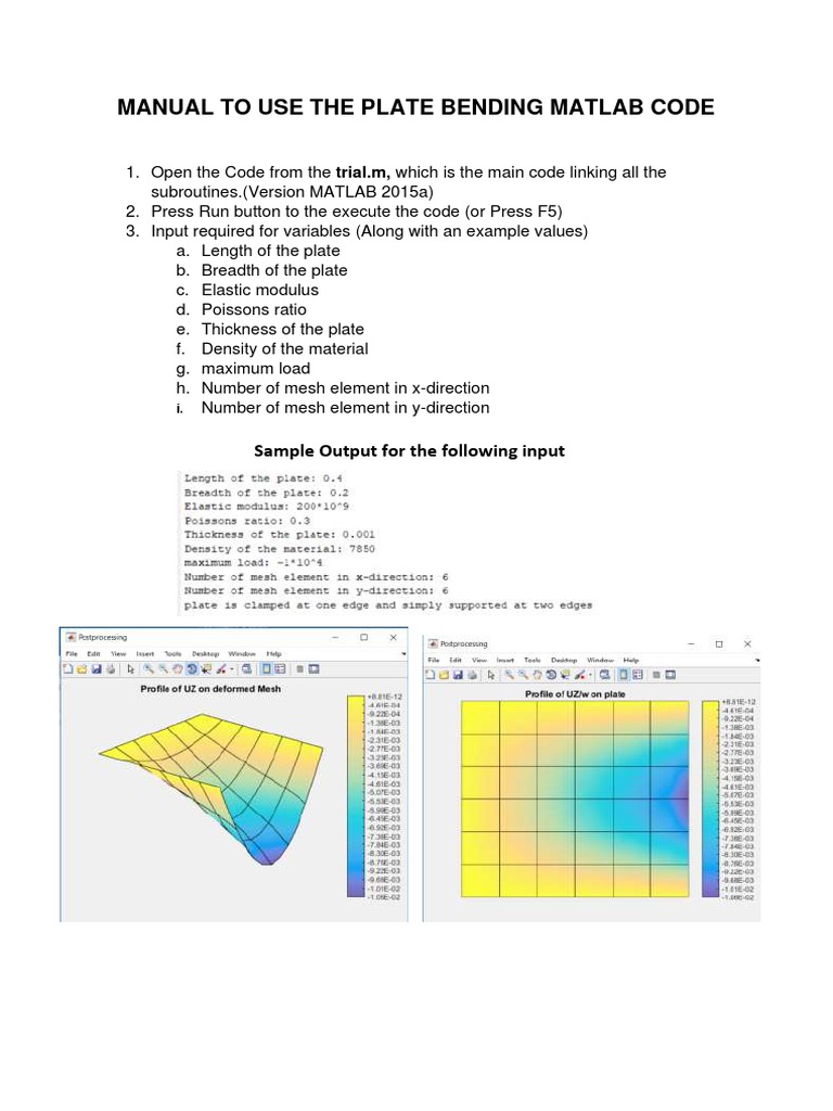 Manual To Use The Plate Bending Matlab Code | PDF