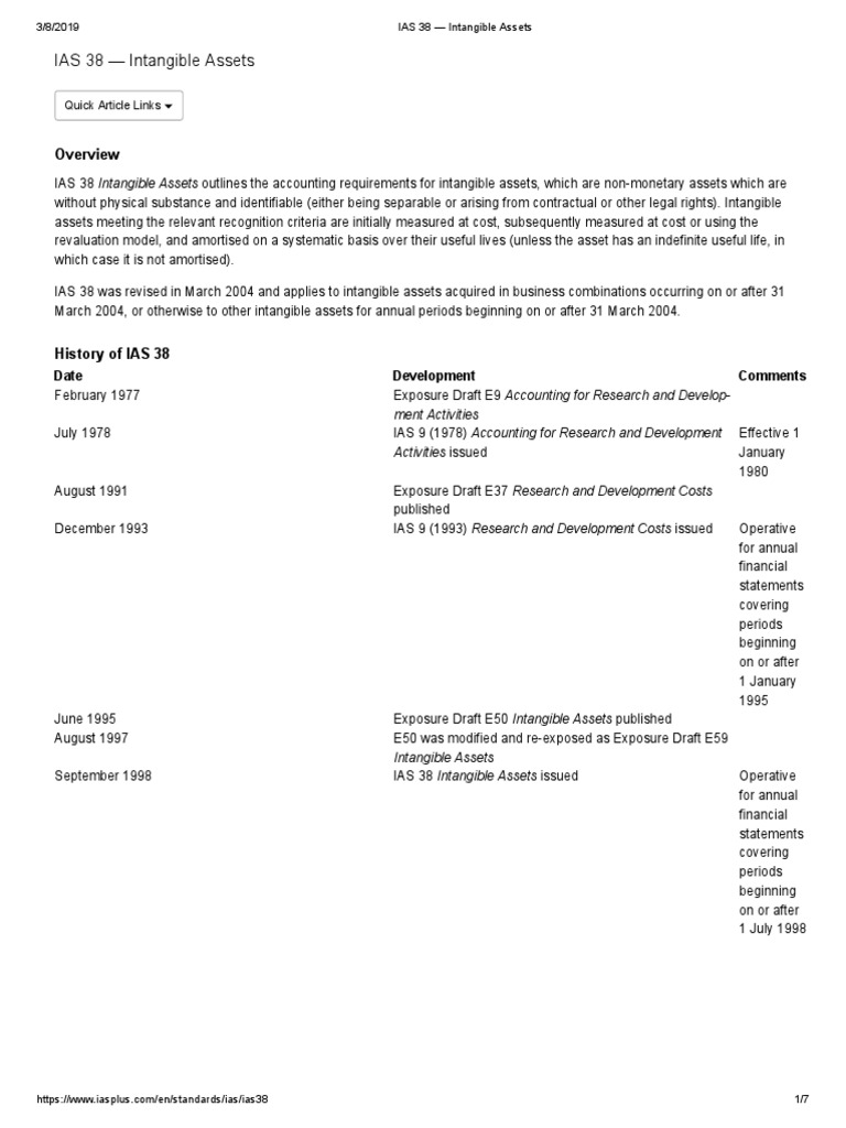 IAS 38 - Intangible Assets PDF | PDF | Intangible Asset | International ...