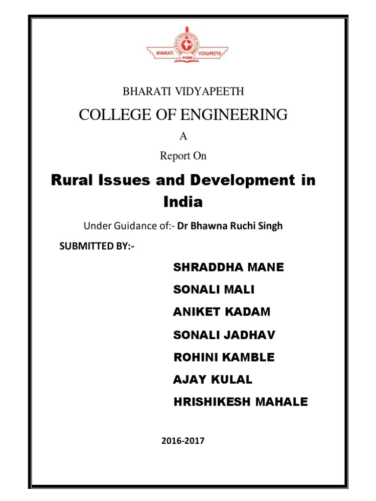 College of Engineering: Rural Issues and Development in India | PDF ...