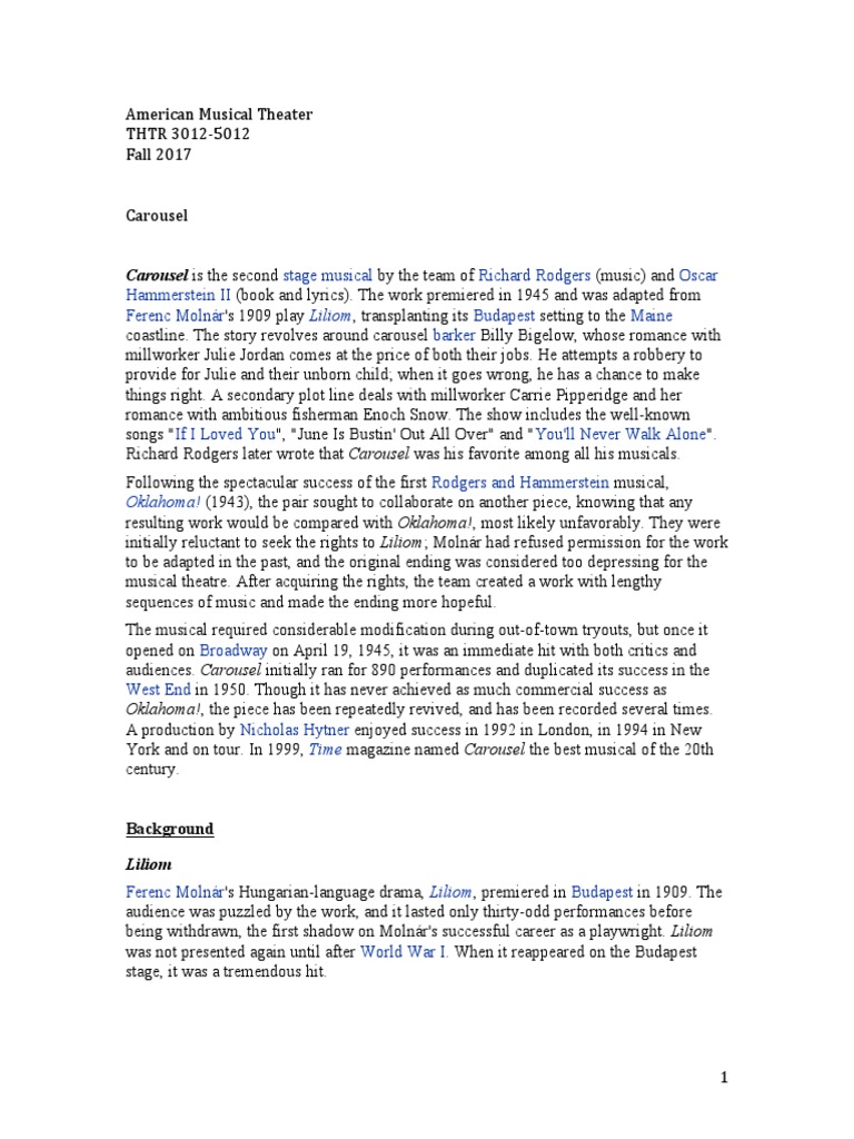 Carousel | PDF | Performing Arts | Theatre