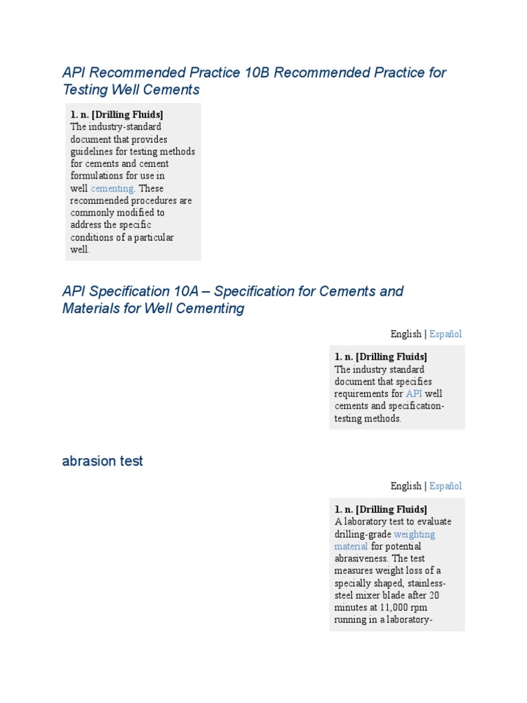 API Recommended Practice 10B Recommended Practice For Testing Well ...