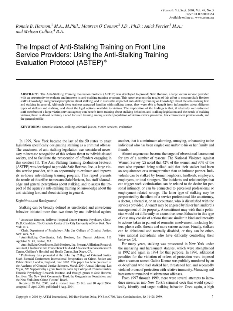 The Impact of Anti-Stalking Training On PDF | PDF | Stalking | Violence
