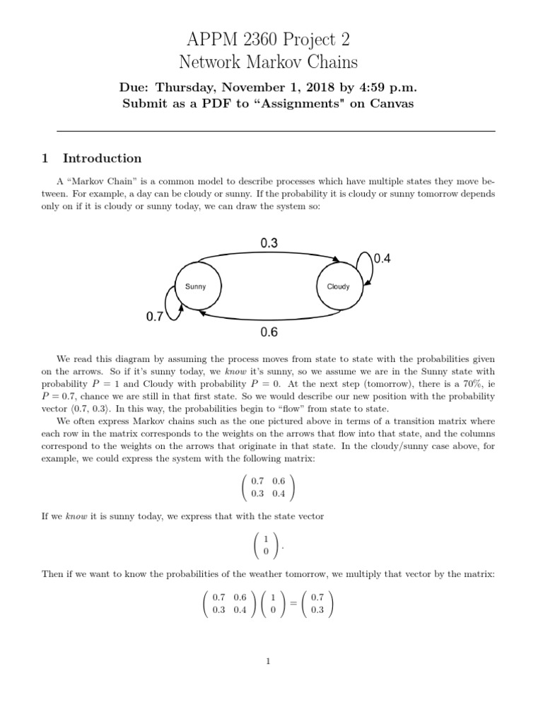 APPM 2360 Project 2 Network Markov Chains | PDF | Markov Chain | Eigenvalues And Eigenvectors