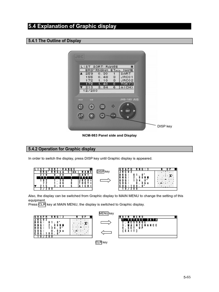 JRC JHS-183 Graphic Display Manual | PDF | Radio | Power Supply