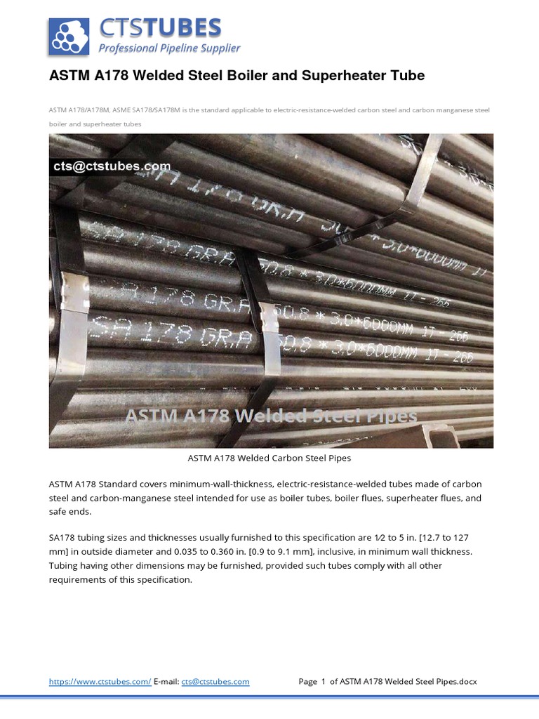 ASTM A178 Welded Steel Pipes PDF | PDF | Pipe (Fluid Conveyance) | Steel