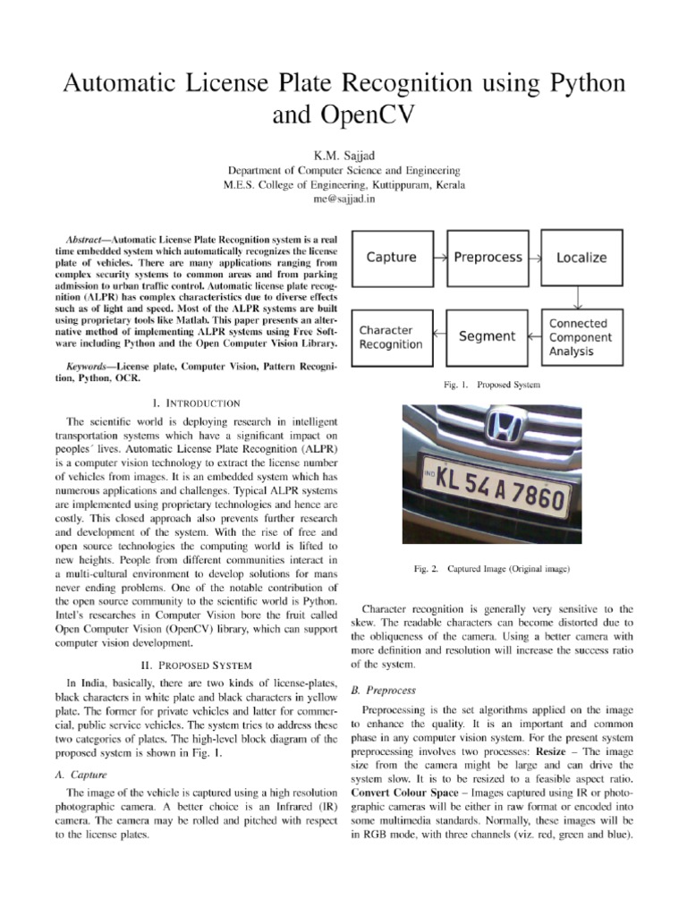 Automatic License Plate Recognition Using Python and OpenCV - PDF | PDF