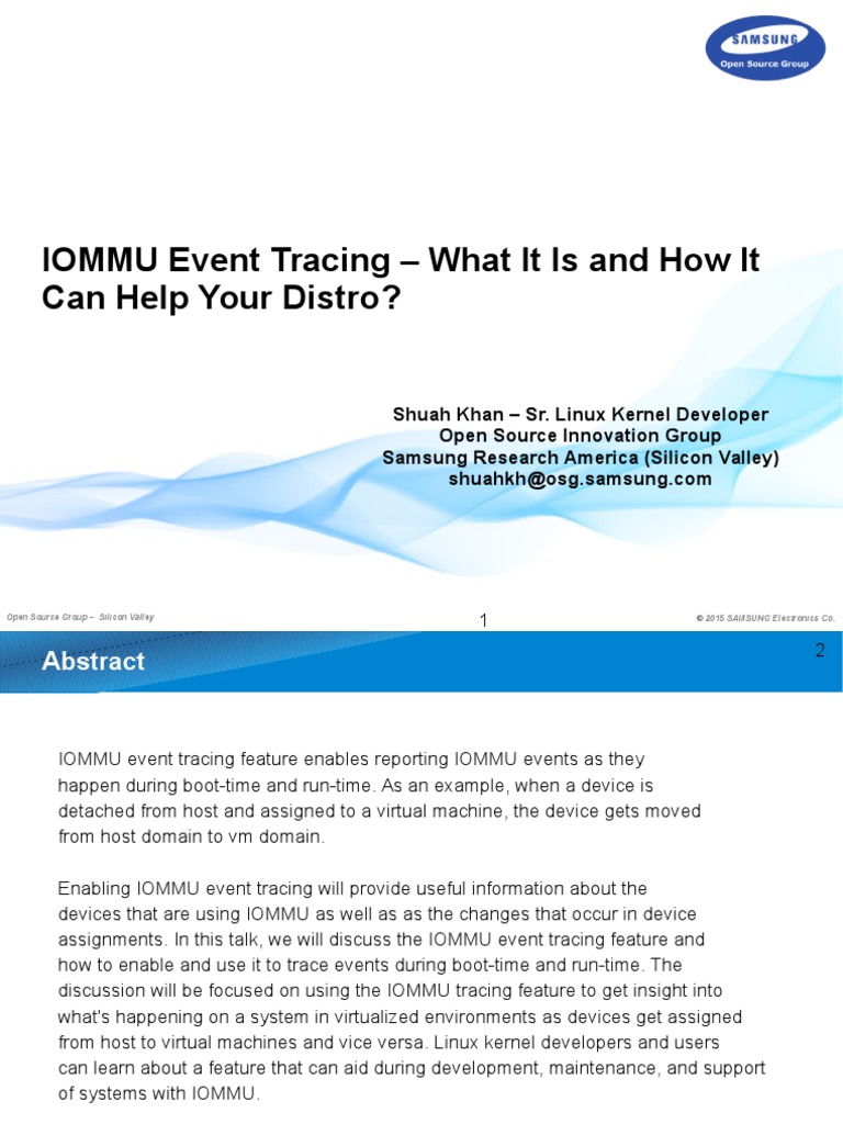 IOMMU Event Tracing - What It Is and How It Can Help Your Distro? | PDF ...
