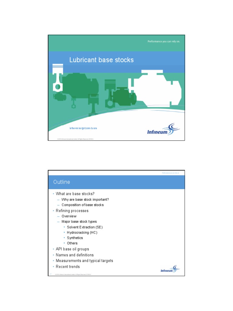 Lubricant Base Stocks: Outline | PDF | Oil Refinery | Gas To Liquids