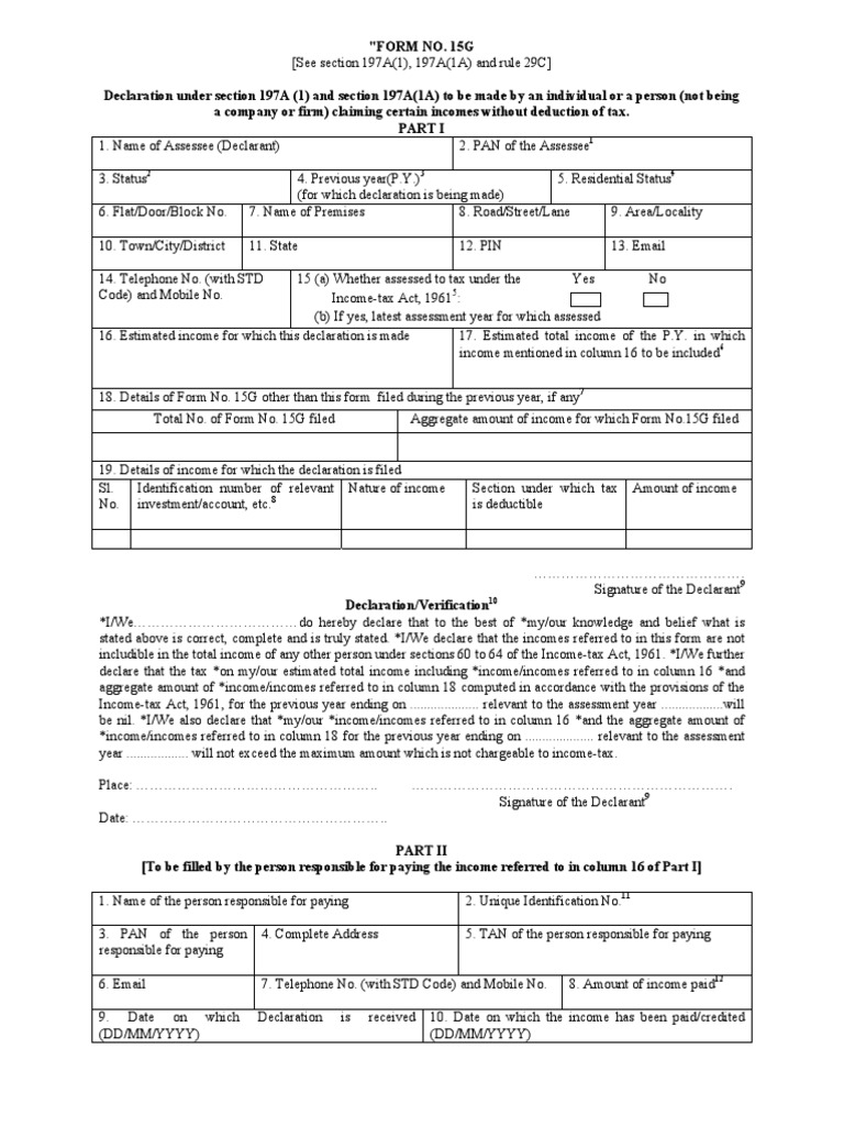 New Form 15G PDF | Download Free PDF | Payments | Economies