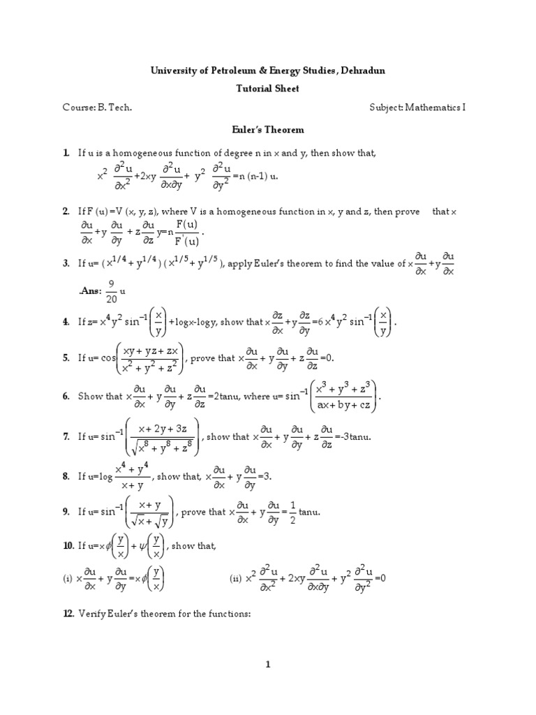 Euler Theorem Pdf Teaching Mathematics Mathematical Analysis