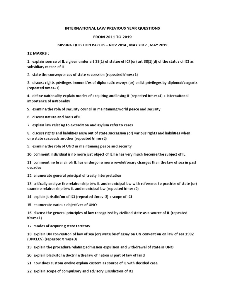 International Law Exam Prep | PDF | International Law | United Nations