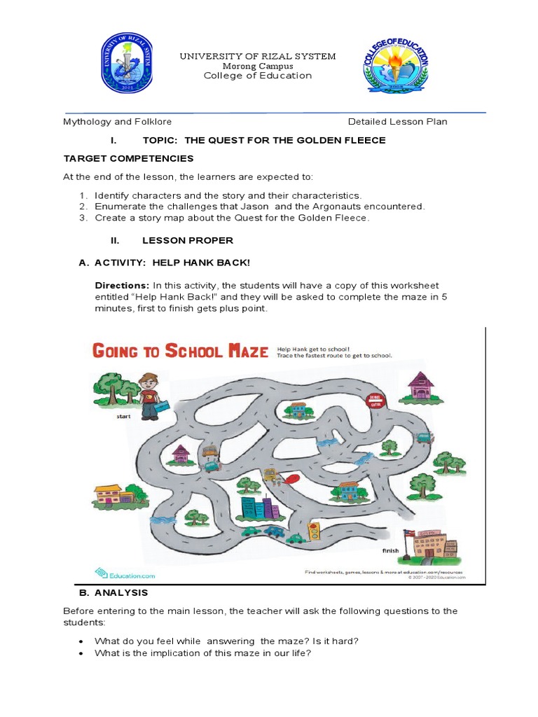 Lesson Plan Quest For The Golden Fleece | PDF | Jason | Argonauts