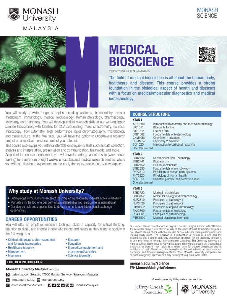 Monash Medical Bioscience | PDF | Pathology | Biology