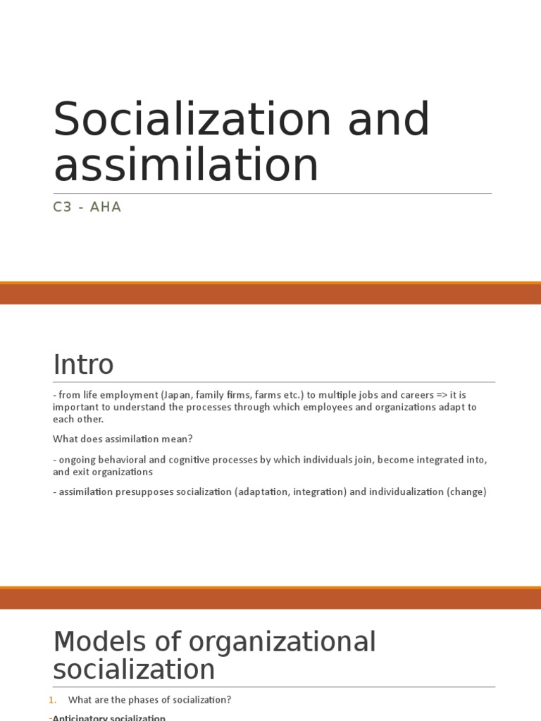 Socialization and Assimilation | PDF | Socialization | Interview