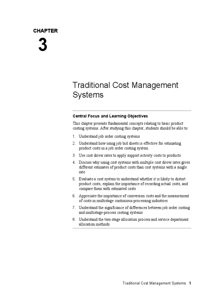 Traditional Cost Management Systems: Central Focus and Learning ...