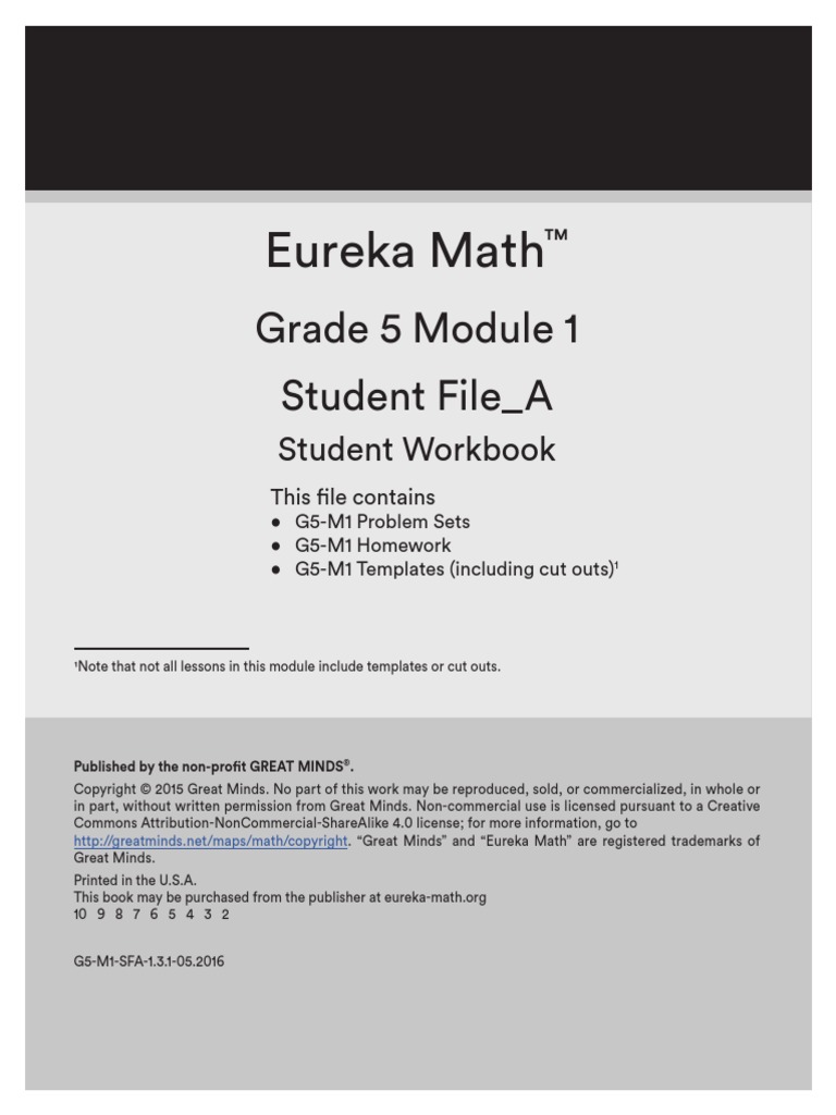 Eureka Math: Grade 5 Module 1 Student File - A | PDF | Metre | Fraction ...