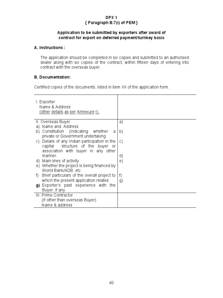DPX 1 Export Application Instructions | PDF | Credit | Finance & Money ...