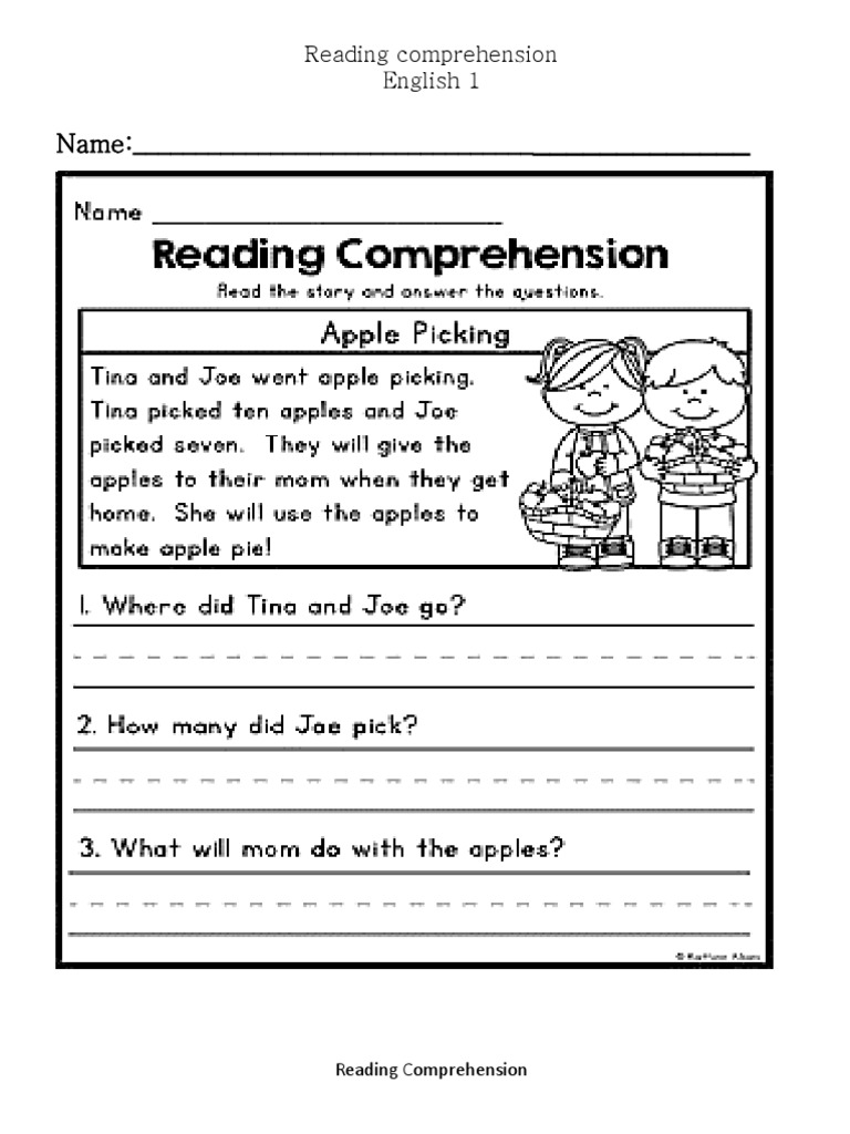 Name: - : Reading Comprehension English 1 | PDF