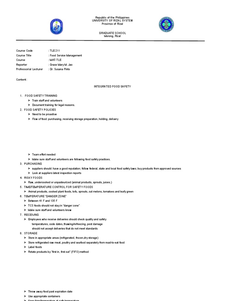 Food Safety Management Guide | PDF | Food Safety | Foods