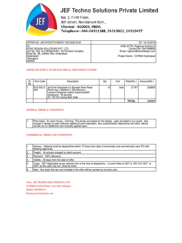 JEF Electrical Grounding System Offer | PDF