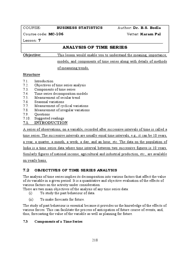 Time Series Notes | Download Free PDF | Moving Average | Forecasting