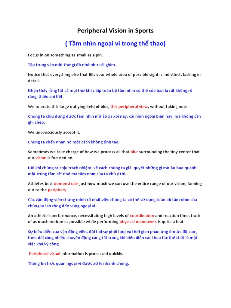 Peripheral Vision in Sports DONE | PDF