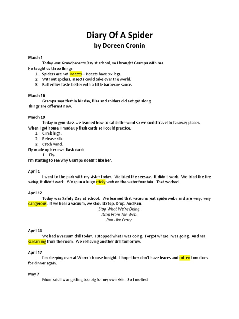 Lesson 4 Diary of A Spider | PDF | Spider Web