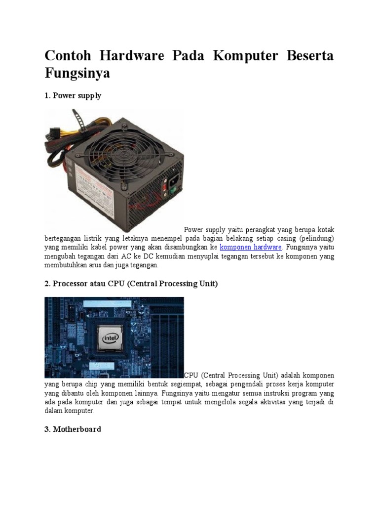 Contoh Hardware Pada Komputer Beserta Fungsinya | PDF