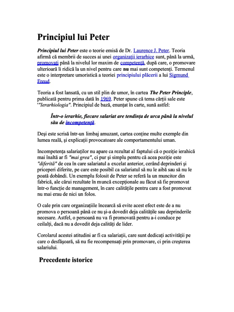 Principiul Lui Peter PDF | PDF