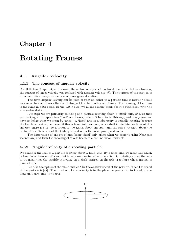 Rotating Frames: 4.1 Angular Velocity | PDF | Rotation Around A Fixed ...